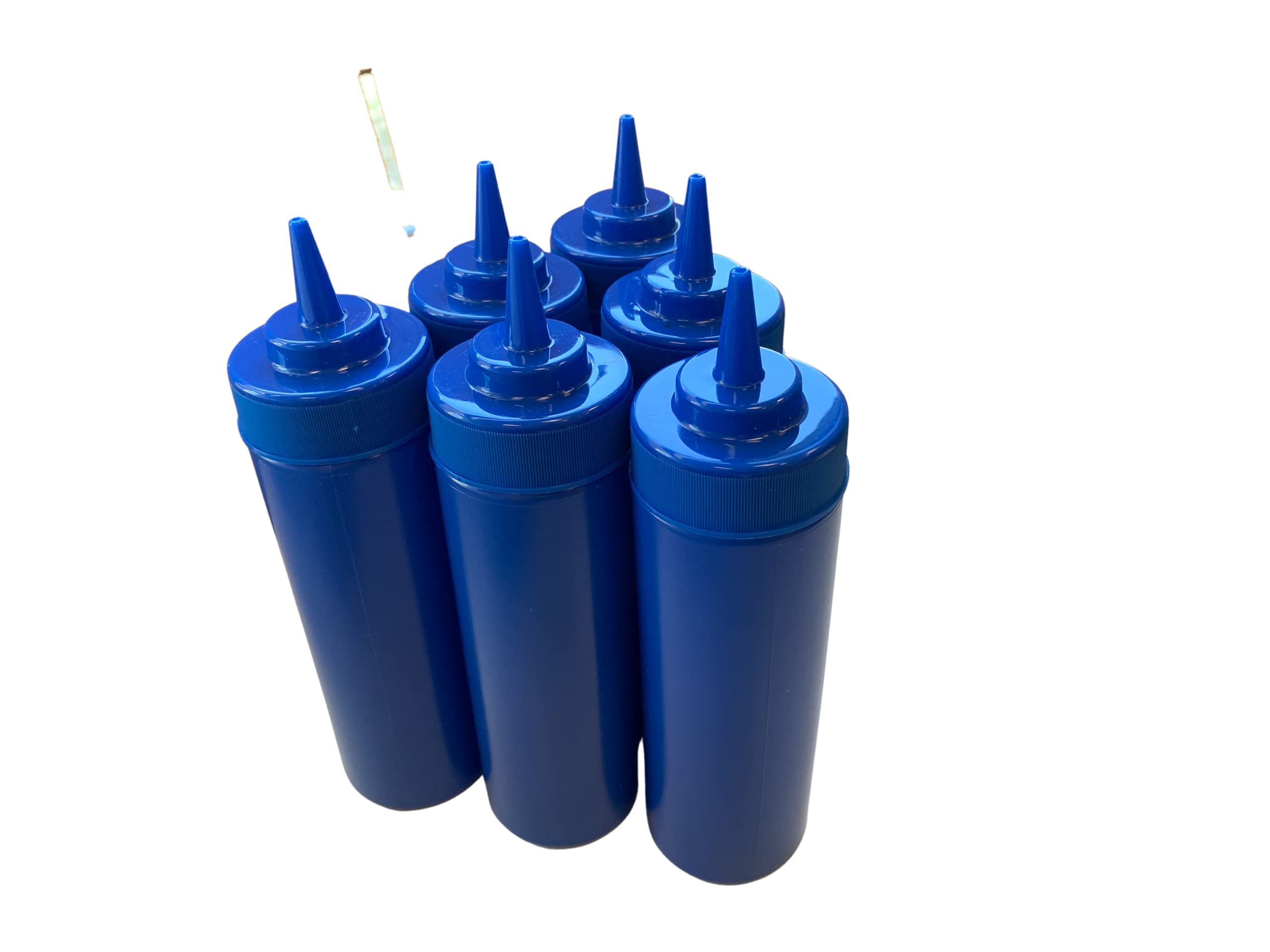 bark and lindy Blue BPA Free Food Prep 12 oz Plastic Condiment Squeeze Bottle with Twist On Cap for Hot Sauces Condiments Dressings (6)