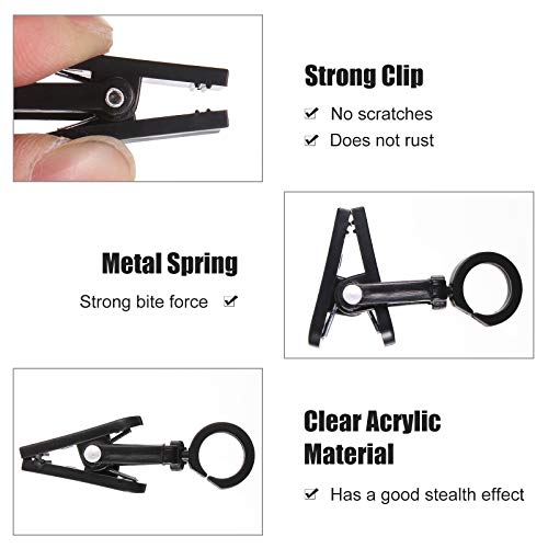 BBTO 48 Awning Clips, Curtain Clip String Party Wire Light Holder Hanger for Outdoor Camping RV Awning Home Decoration, Photos, Art Craft Display (Black)