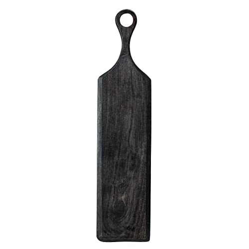 Bloomingville Acacia Wood Cheese and Cutting Board with Round Opening on Handle, Black