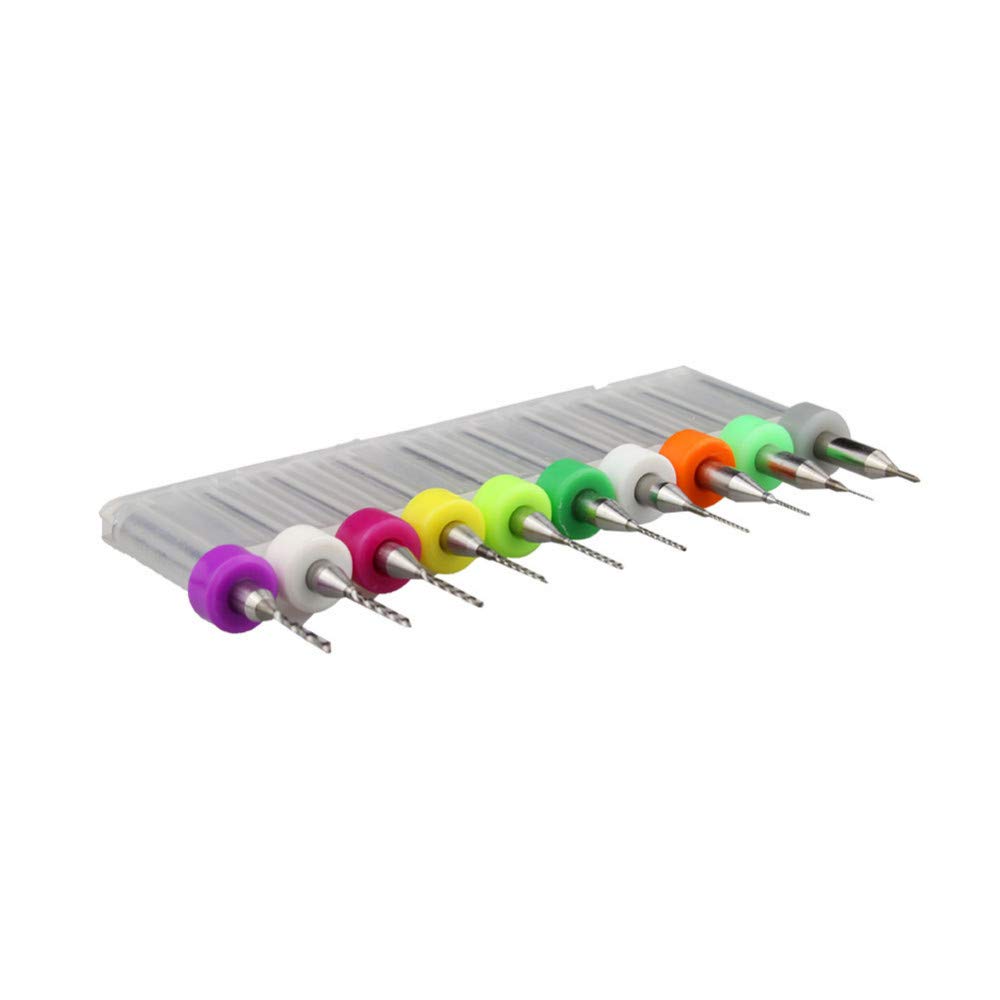 Bestol 10Pcs Micro Mini Twist Drill Bits Set 0.3mm-1.2mm/0.1mm-1.0mm /1.1mm-2.0mm PCB Print Circuit Board Tungsten Carbide Engraving Metalworking Tool (0.1mm-1.0mm)
