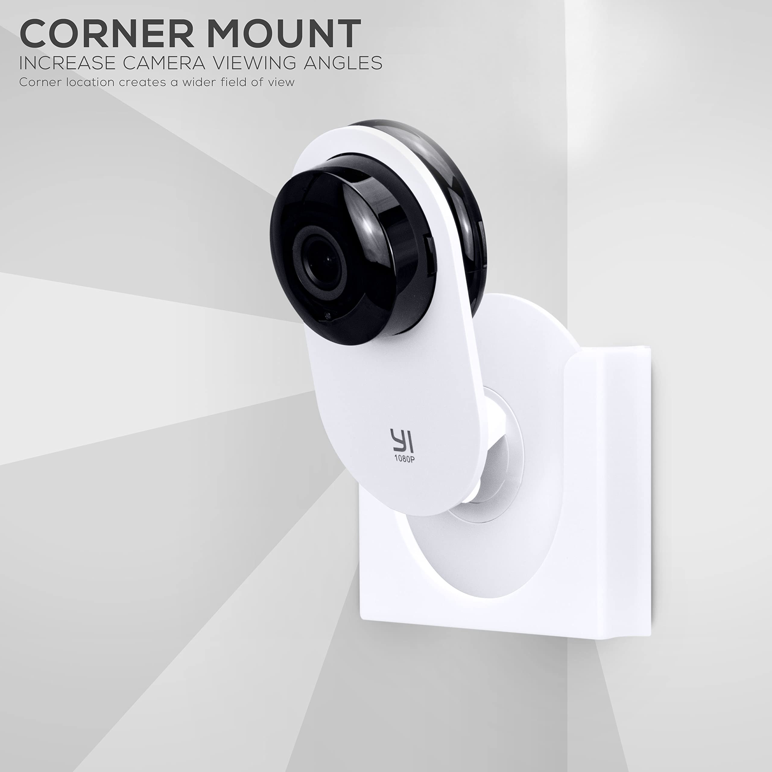 Corner Wall Mount for YI Home (3 Pack) Security Camera - Adhesive Holder, No Hassle Bracket, Strong 3M VHB Tape, No Screws, No Mess Install (White) by Brainwavz