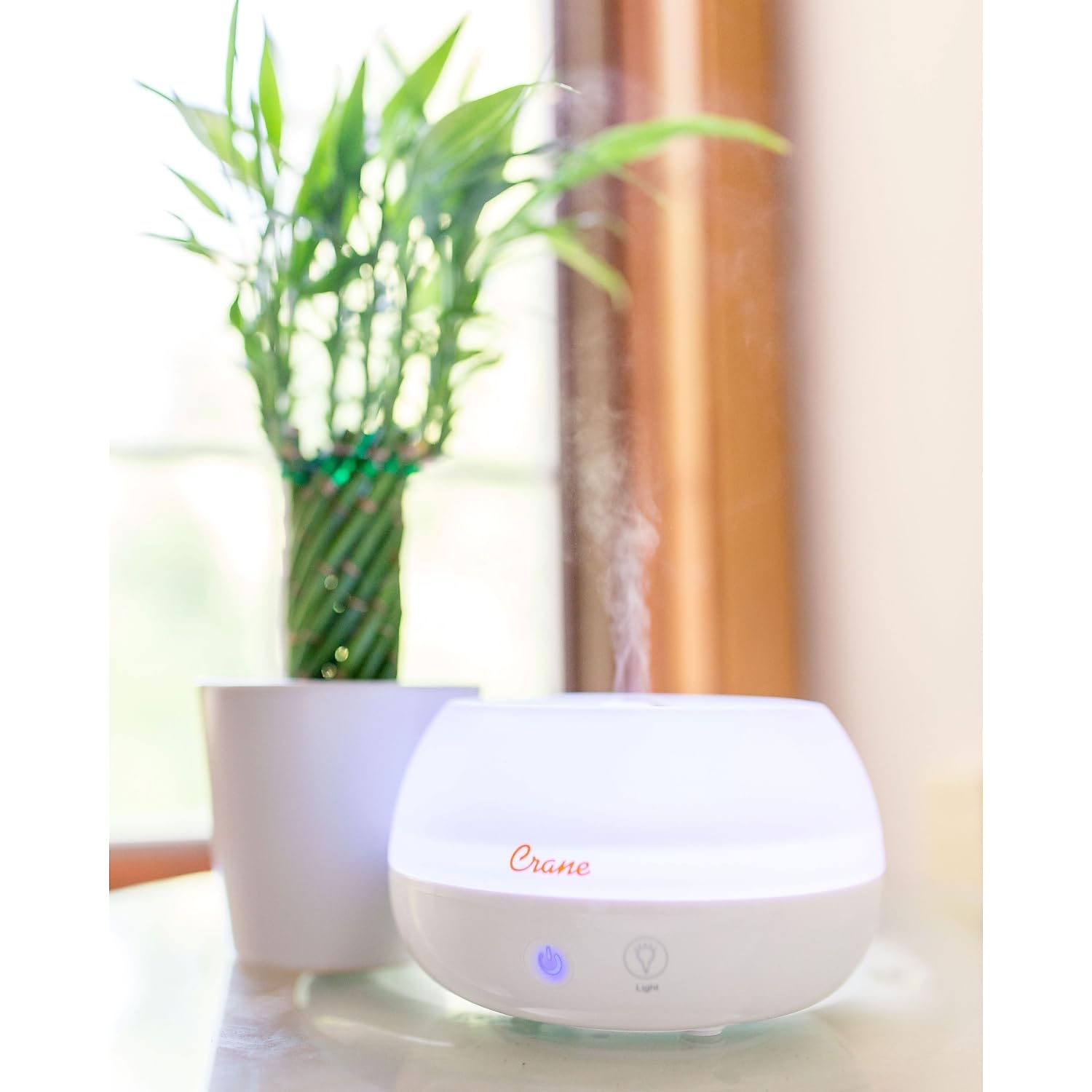 Crane Small Ultrasonic Diffuser and Air Humidifiers for Bedroom and Office, .2 Gallon Cool Mist Humidifier for Personal Use, No Humidifier Filters Needed, White