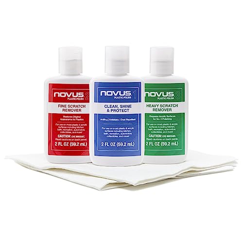 NOVUS PK1-2 Plastic Clean and Shine, Fine Scratch Remover and Heavy-Scratch Remover and Polish Mates Pack, 2 Ounce Bottles