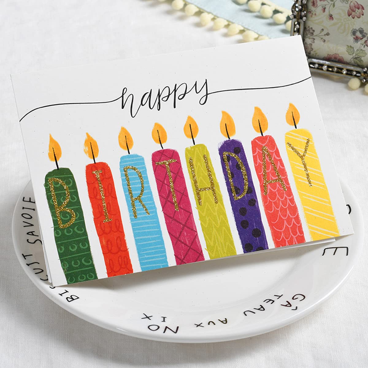 OfficeCastle 6 pcs Gold Foil Birthday Cards - Birthday Greeting Card Set for Women, Men, and Kids, 7”Lx5”H