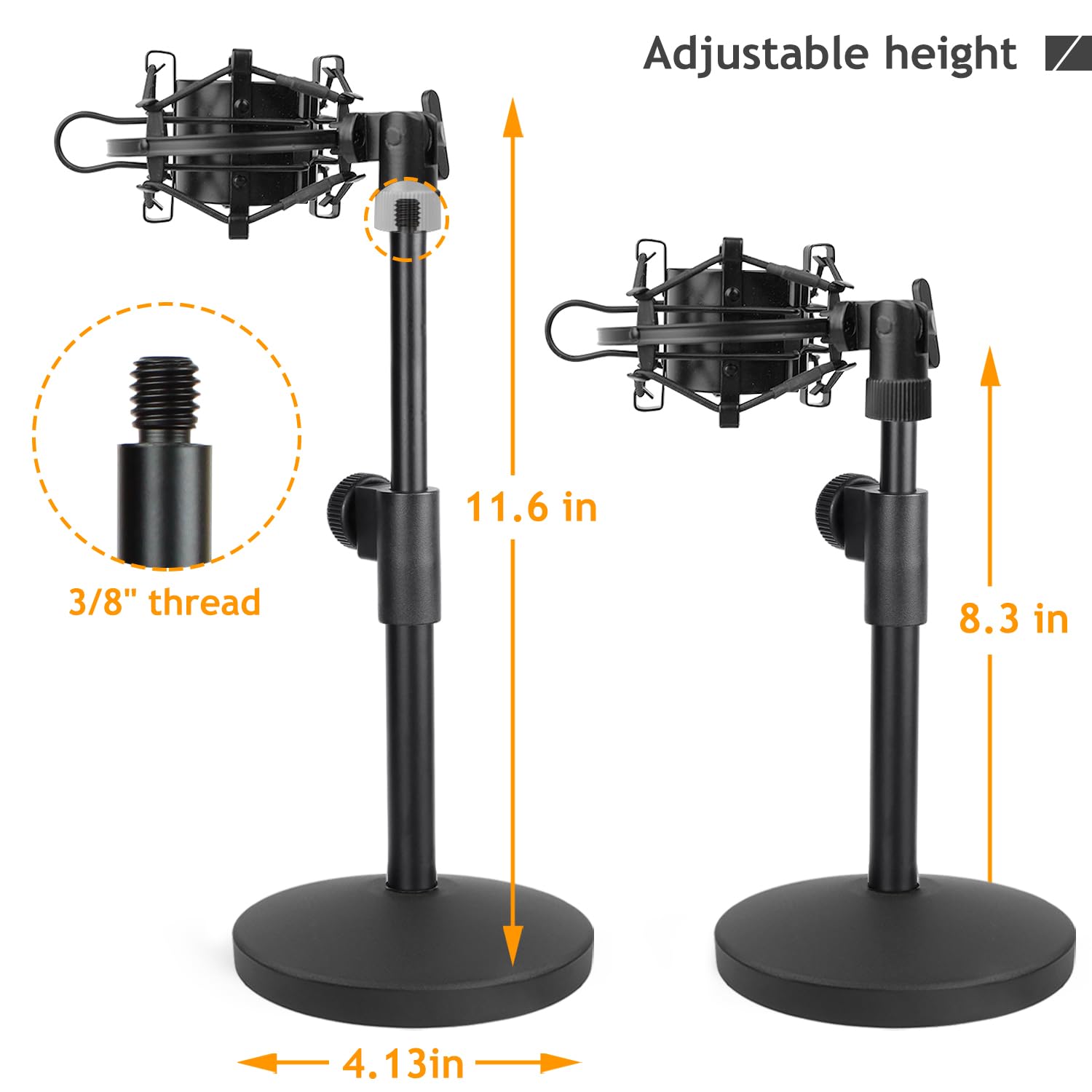 AT2020 Desktop Microphone Stand, Adjustable Table Mic Stand with Mic Shock Mount for Audio Technica AT2020 AT2020USB+ AT2035 ATR2500 Condenser Studio Microphone by Frgyee