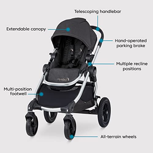 Baby Jogger City Select Stroller with Deluxe Pram | Baby Stroller with 16 Ways to Ride | Deluxe Pram Bassinet for Infants & Toddlers, Jet