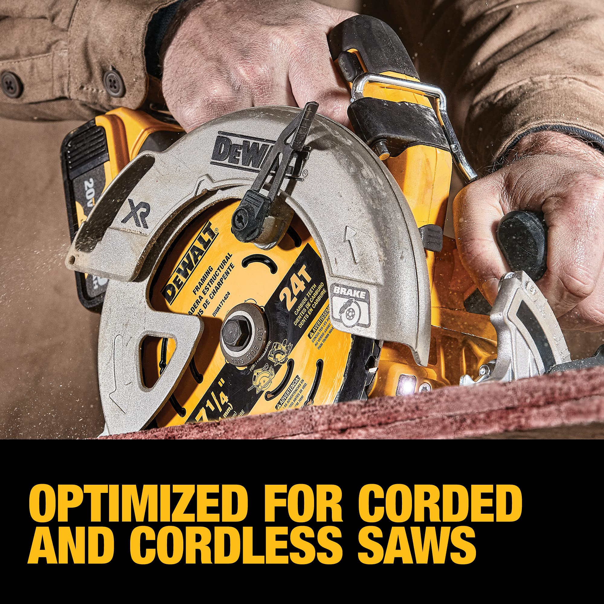 DEWALT Circular Saw Blade, 7 1/4 Inch, 24 Tooth, Wood Cutting (DWA171424B10), 10 Count (Pack of 1)
