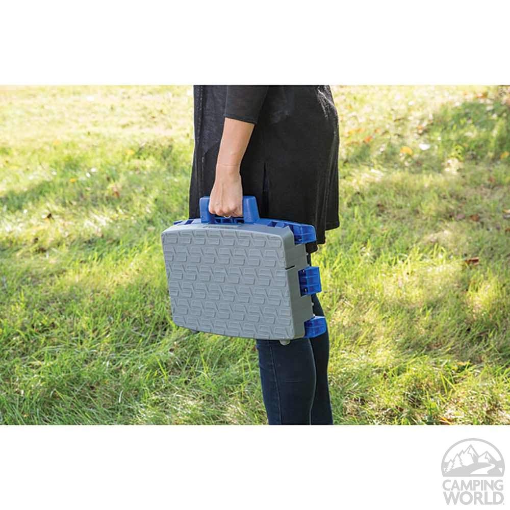 Cosco 11903BGR1E One-Step Folding Step Stool, 300 lb, 8 1/2" Working Height, Blue/Gray