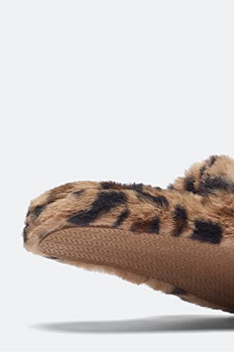 Fabletics Women's Fur Slipper, 8, Leopard