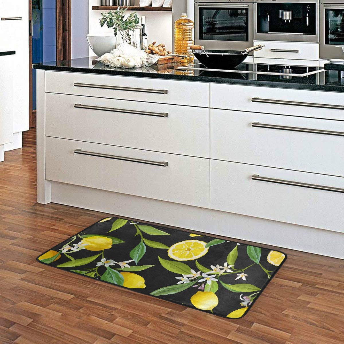 Blueangle Lemon Flower Pattern Professional Grade Anti-Fatigue Kitchen & Office Comfort Mat, 20x39, Non-Slip Bottom