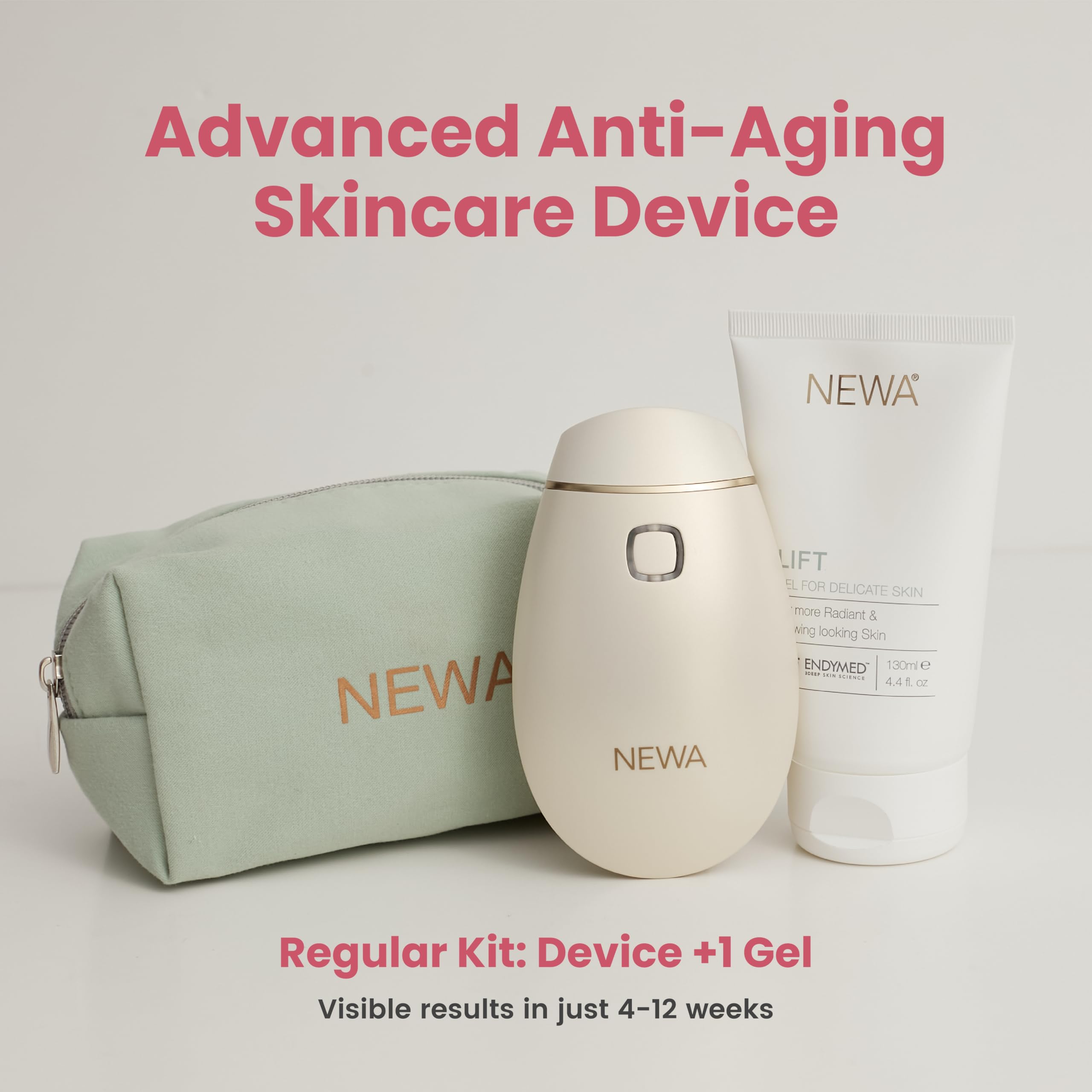 NEWA RF Wrinkle Reduction Device (Plug in) - FDA Cleared Skincare Tool for Facial Tightening. Boosts Collagen, Reduces Wrinkles. with 1 Month Gel Supply.