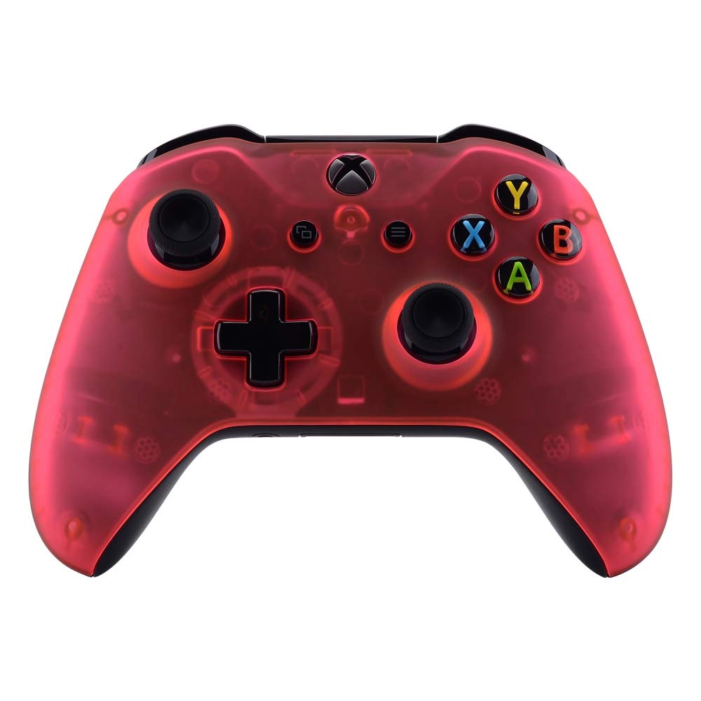 eXtremeRate Foggy Clear Pink Faceplate Cover for Xbox One Wireless Controller (Model 1708), Custom Case Replacement Front Housing Shell for Xbox One S & Xbox One X Controller - Controller NOT Included
