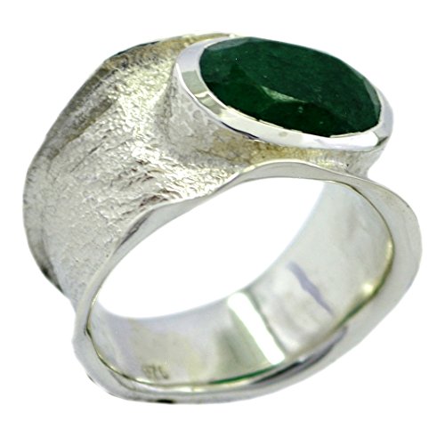 Jewelryonclick Indian Emerald Sterling Silver Statement Rings for Women Jewelry Size 5,6,7,8,9,10,11,12