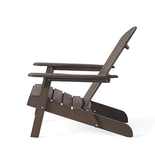 Christopher Knight Home Great Deal Furniture Milan Outdoor Rustic Acacia Wood Folding Adirondack Chair, Gray