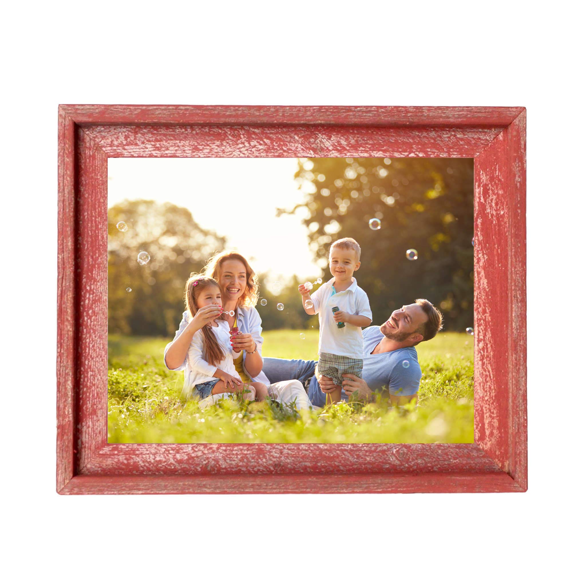 BARNWOODUSA | Farmhouse Style Rustic 8x10 Picture Frame | Signature Molding | 100% Reclaimed Wood | Rustic | Red