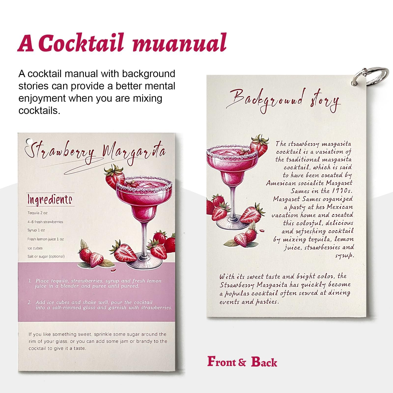 USEEKRIL Margarita Kit - Set of 2 Margarita Glasses (8.5oz), 3-Tier Salt Rimmer, Stainless Cocktail Shaker & Jigger, Coasters,Cocktails Cards,Citrus Squeezer and More - Margarita Kit Gift Set