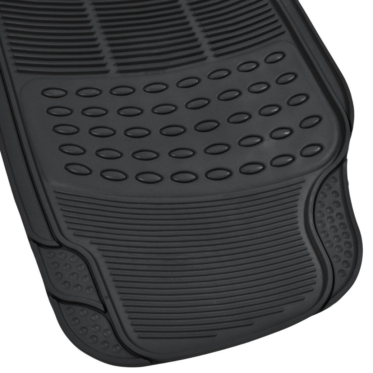 BDK Floor Mats, 4-Piece All-Weather Car Mat with Universal Fit Design, Durable Rubber Car Floor Mats with Capture Ridges, Waterproof for Cars Trucks SUV (Black)