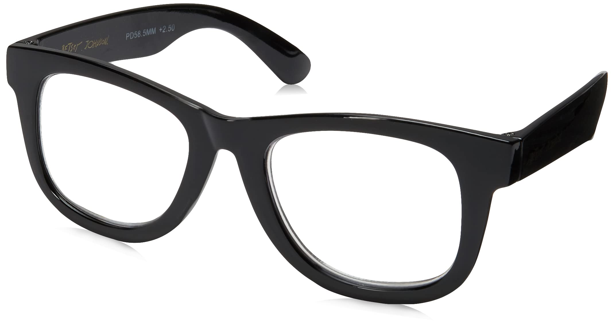 Betsey Johnson Thea Blue Light Glasses Reading Glasses, Shiny Black, 142mm US