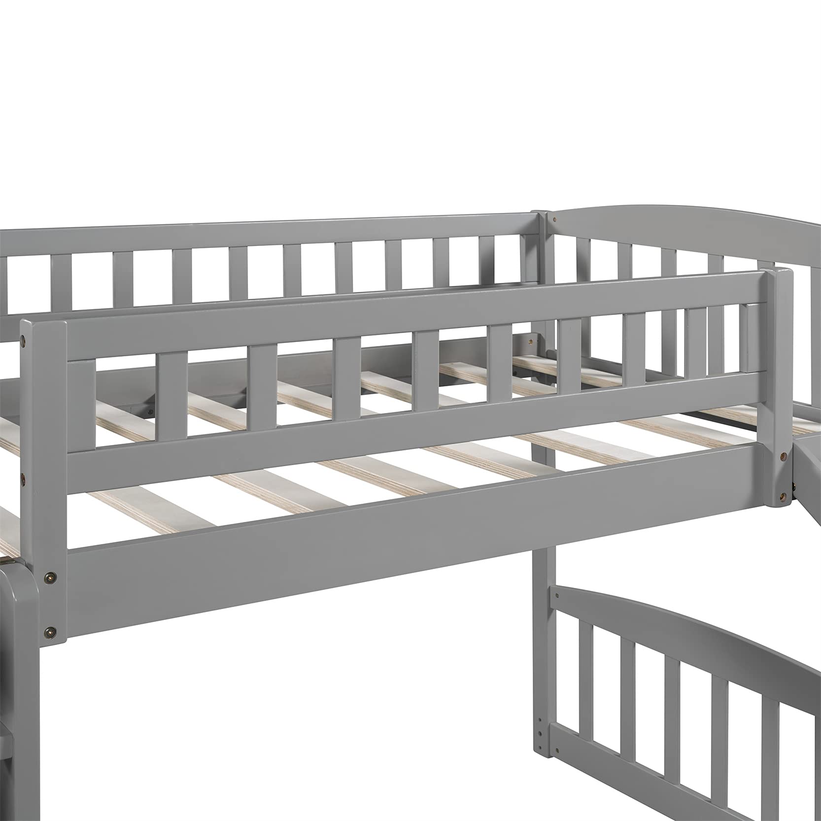 Harper & Bright Designs Twin Loft Bed with Slide for Kids, Wood Slide Loft Bed with Stairs and Built-in Ladder, No Box Spring Needed,Grey