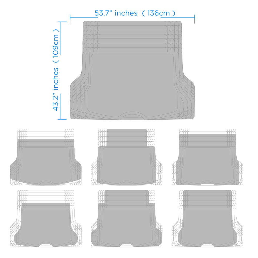 BDK Proliner All Weather Rubber Auto Floor Mats and Trunk Cargo Liner - Front & Rear Heavy Duty Set Fit for Car SUV Van and Truck, Black, 4 Pieces (Trim to Fit)