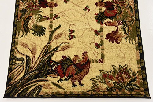 Unique Loom Barnyard Collection Area Rug - Farm (2' 7" x 10' Runner, Cream/ Black)