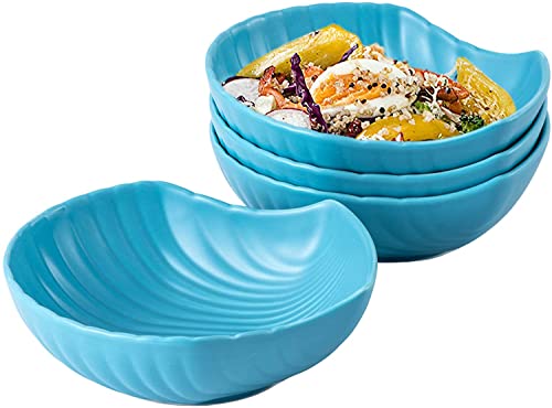 Bruntmor Kitchen Utensil Holder for Countertop, 5.6" Ceramic Utensil Organizer | Set Of 4 Utensil Crocks Countertop Matte Glazed Modern Kitchen Decor For Counter, Easy to Clean, Blue