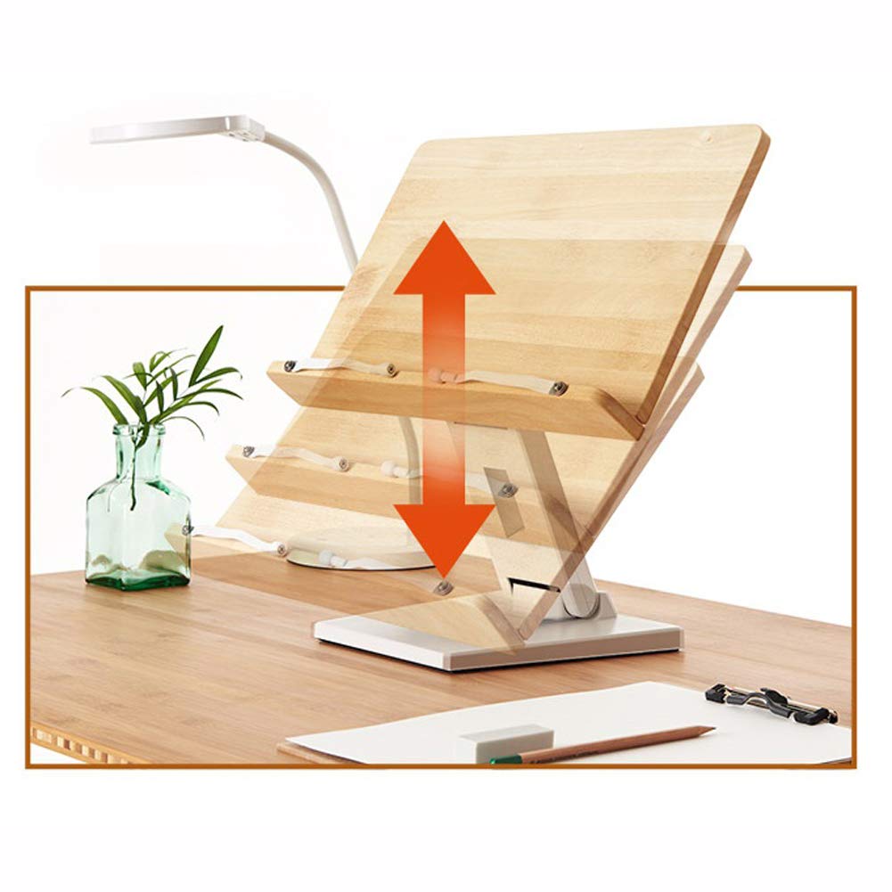 EYELEVEL Wooden Book Stand Reading Rest Bookrest Cookbook Laptop Holder for Textbook Music Score Desk Laptop Height Adjustable 270° Angle Adjustable with withmolly USB led Book Light