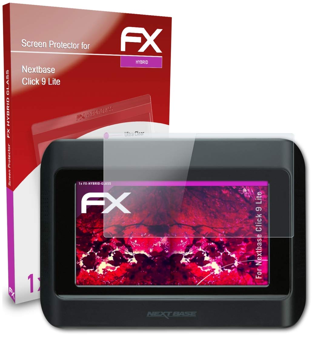 atFoliX Plastic Glass Protective Film compatible with Nextbase Click 9 Lite Glass Protector, 9H Hybrid-Glass FX Glass Screen Protector of plastic
