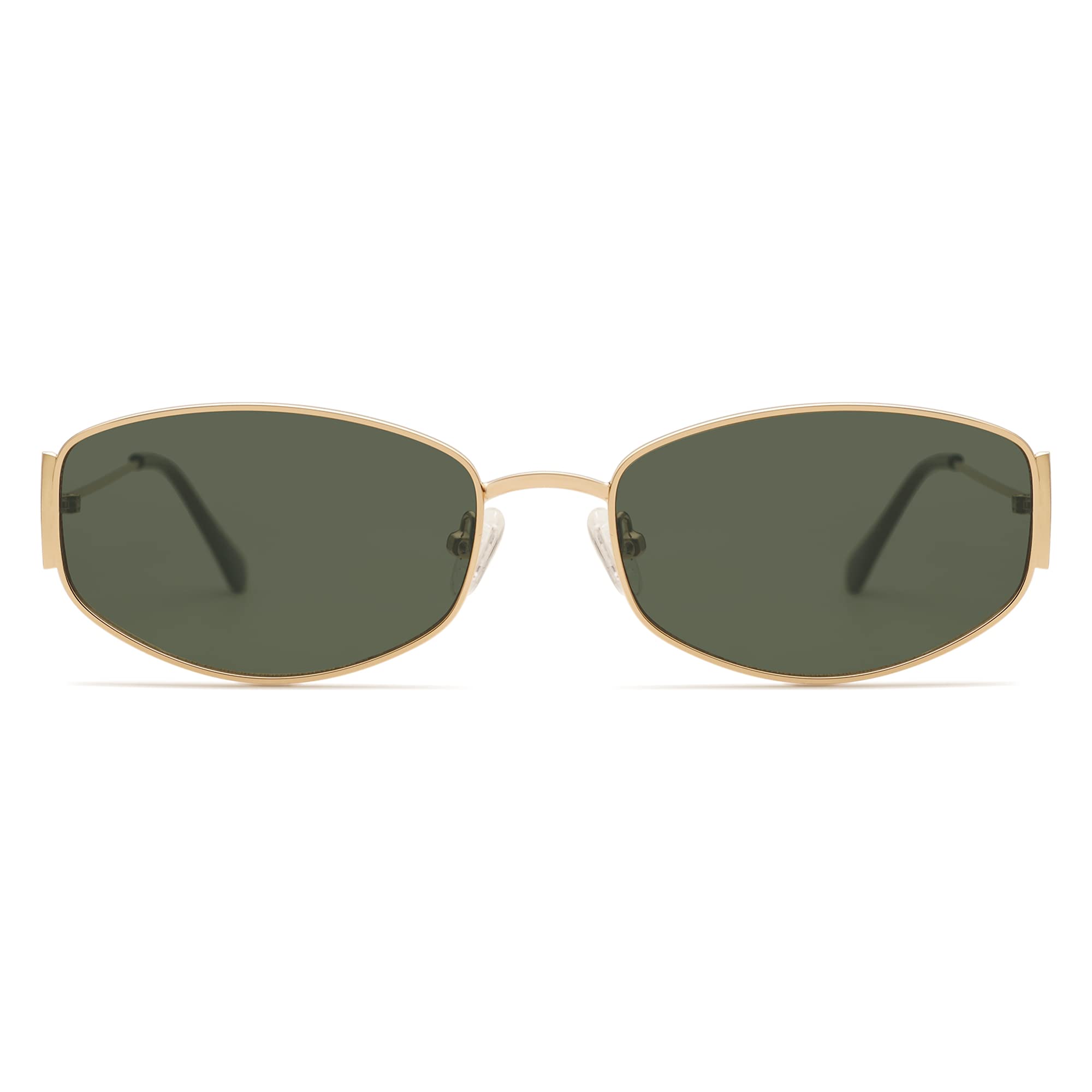 Appassal Retro Oval Sunglasses For Women Men Hexagonal Rectangle Metal Frame Sun Glasses AP3625,Gold/Green
