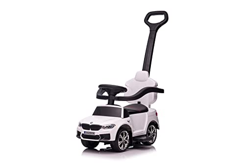 Best Ride On Cars BMW 4 in 1 Battery Powered Push Car, White, Large