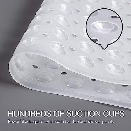 FALEJU Extra Large 47 x 32 Inch Shower Mat Non Slip, Shower and Bath Mat with Drain Holes and Suction Cups, Extra Wide Bath Tub Mat Non Slip, Bathroom Accessories, Clear