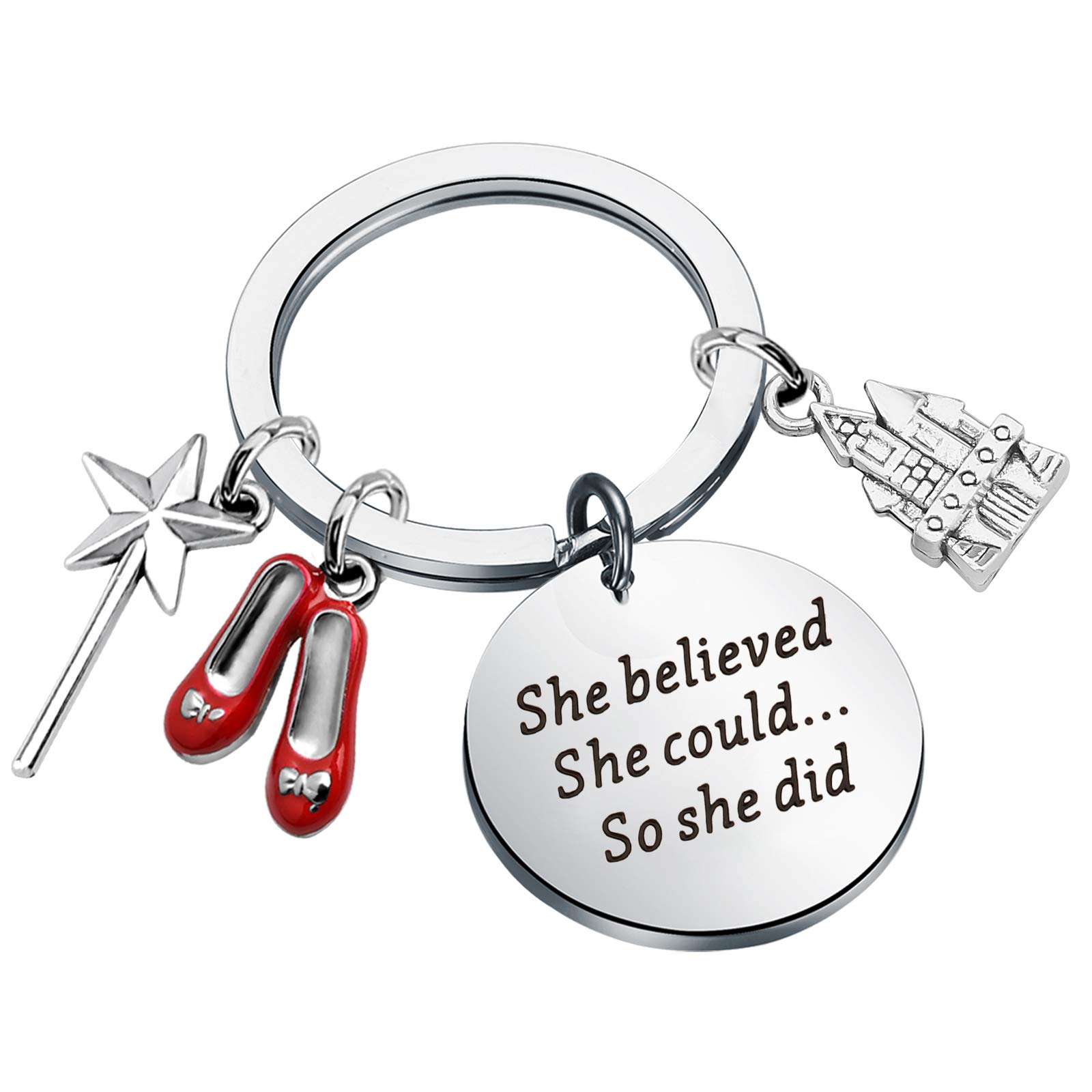 BAUNA Wizard Inspired Ruby Red Slippers Keychain She Could Movie Fan Jewelry(Oz Keychain)