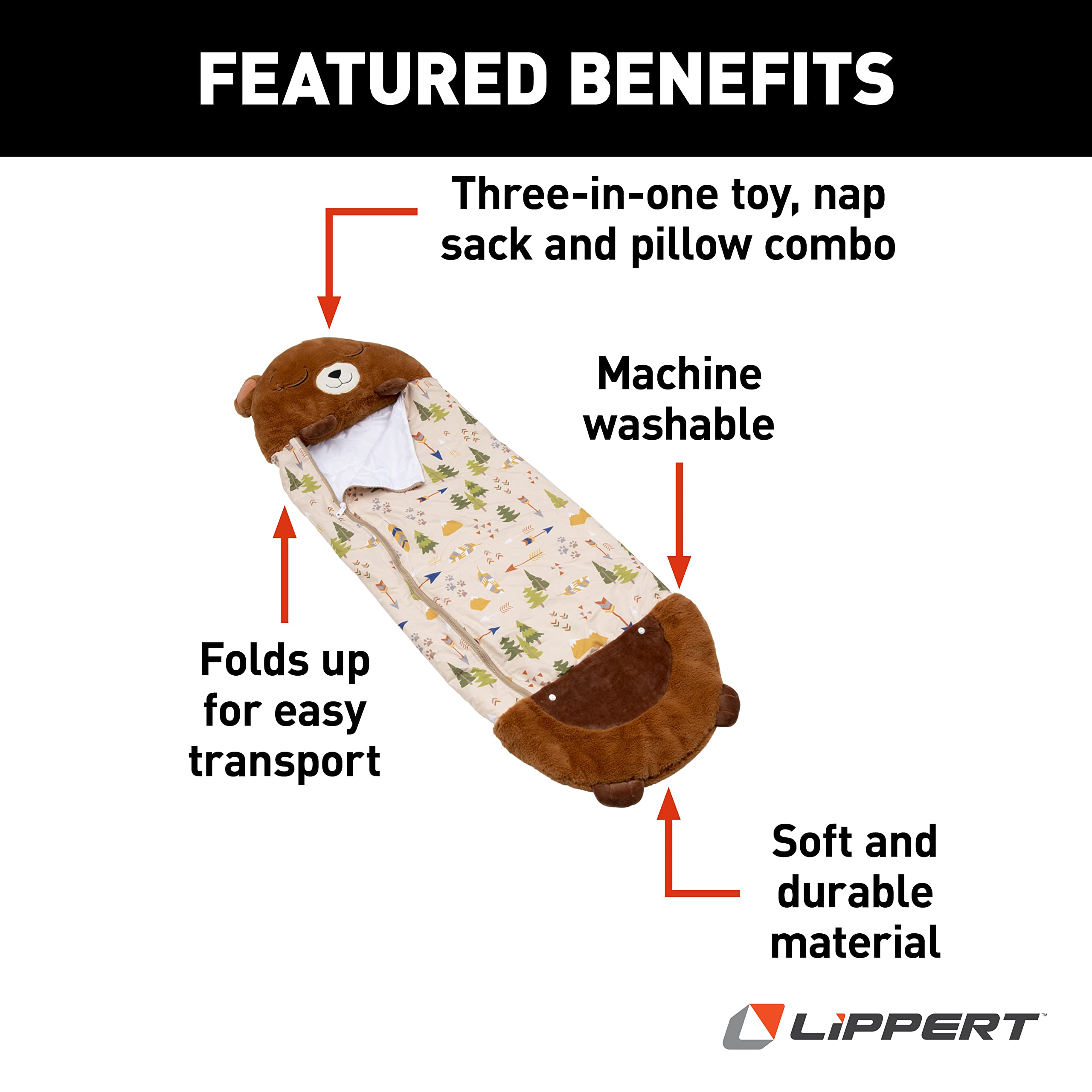 Lippert 2022107839 Thomas Payne Nap Sack Kids Sleeping Bag - Bear