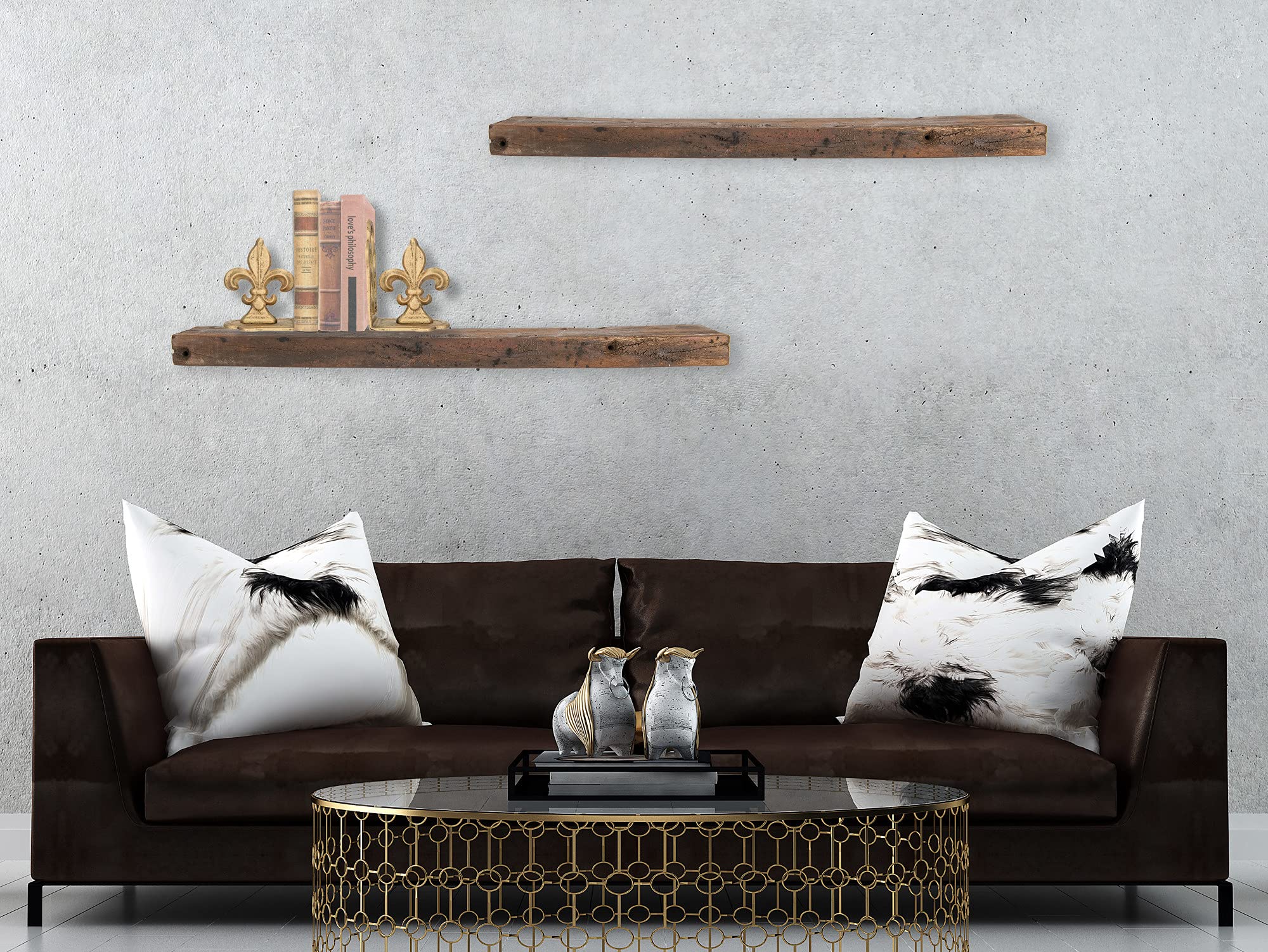 Creative Co-Op Wood Floating Wall Shelf, Large, Brown