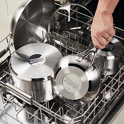 KitchenAid Stainless Steel Stockpot with Measuring Marks and Lid, 8 Quart, Brushed Stainless Steel