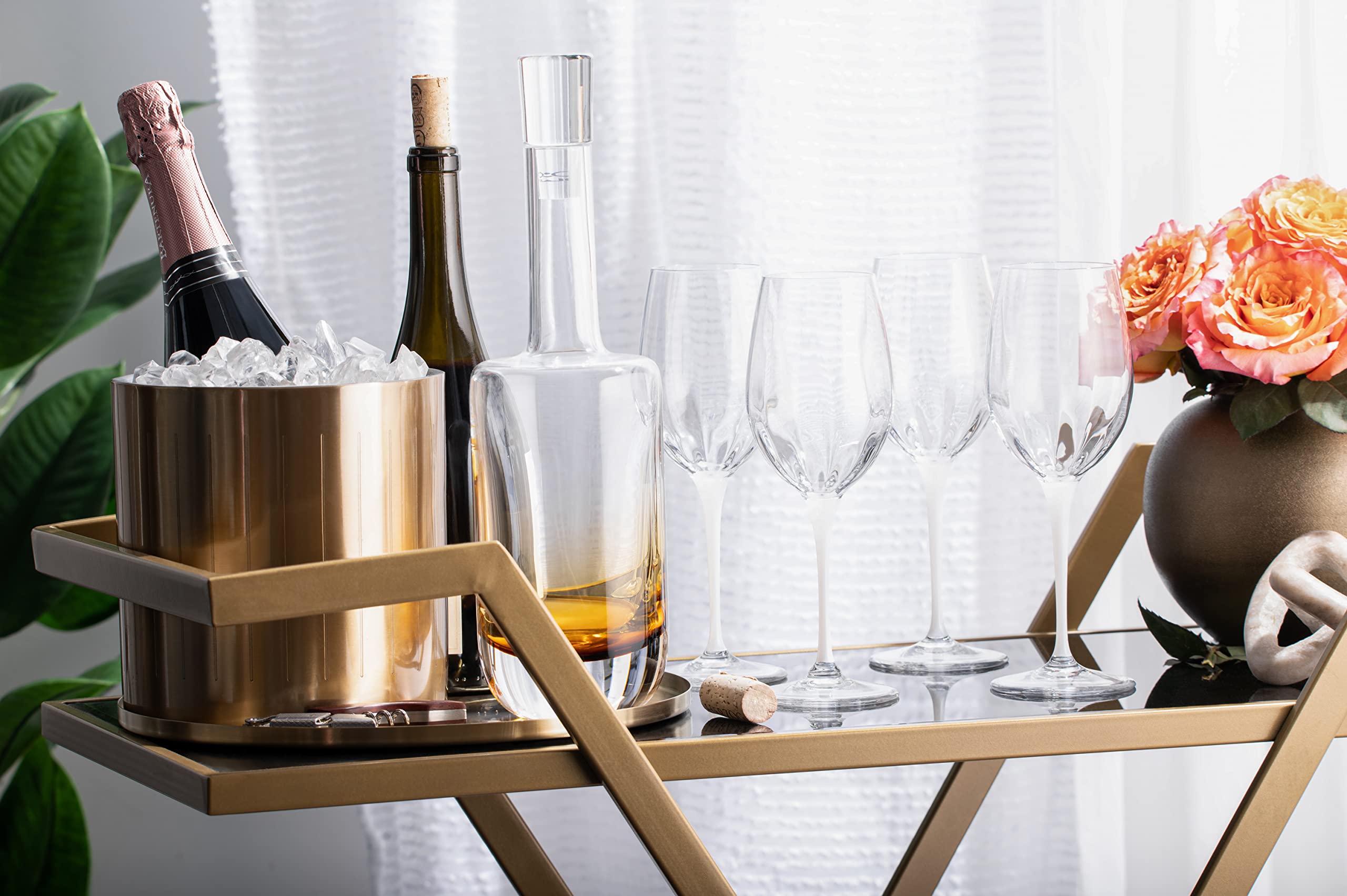 Barski Goblet - Red Wine Glass - Crystal Glass - Water Glass - White Stem - Stemmed Glasses - Set of 6 Goblets - 18 oz Made in Europe