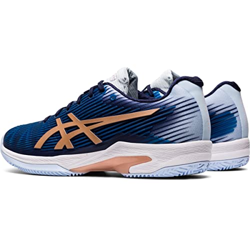ASICS Women's Solution Speed FlyteFoam Clay Tennis Shoes, 6.5, Peacoat/Rose Gold