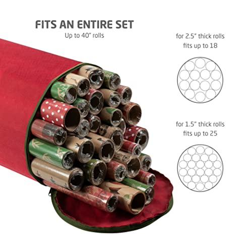 ZOBER Wrapping Paper Storage Containers - 40 Inch Gift Wrapping Organizer Storage - Fits 20 Standard Rolls of Wrapping Paper - Breathable Fabric, Waterproof