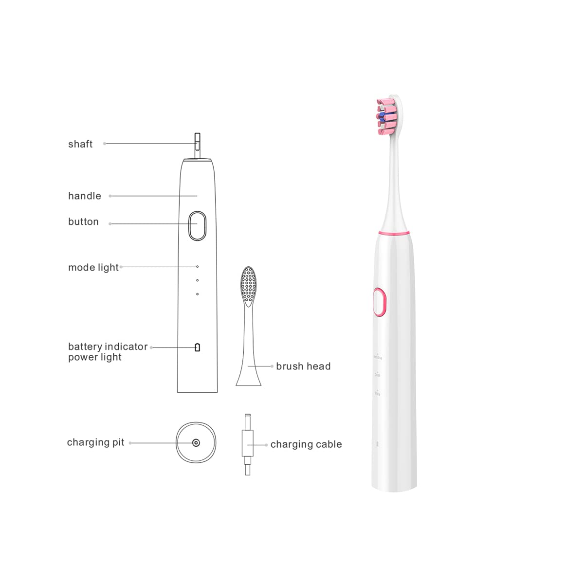 corpereal Portable Rechargeable 3 Mode Sonic Electric Toothbrush