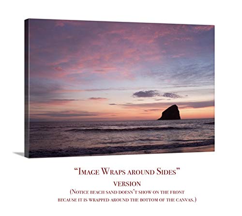 Coastal Sunset CANVAS Print Afterglow Glowing Pink Clouds Beach Photography Pastel Sky Oregon Coast Wall Art Nature Photo Ocean Home Decor Ready to Hang