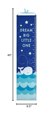 Whale on Ocean Blue Children's Canvas Growth Chart with Stickers