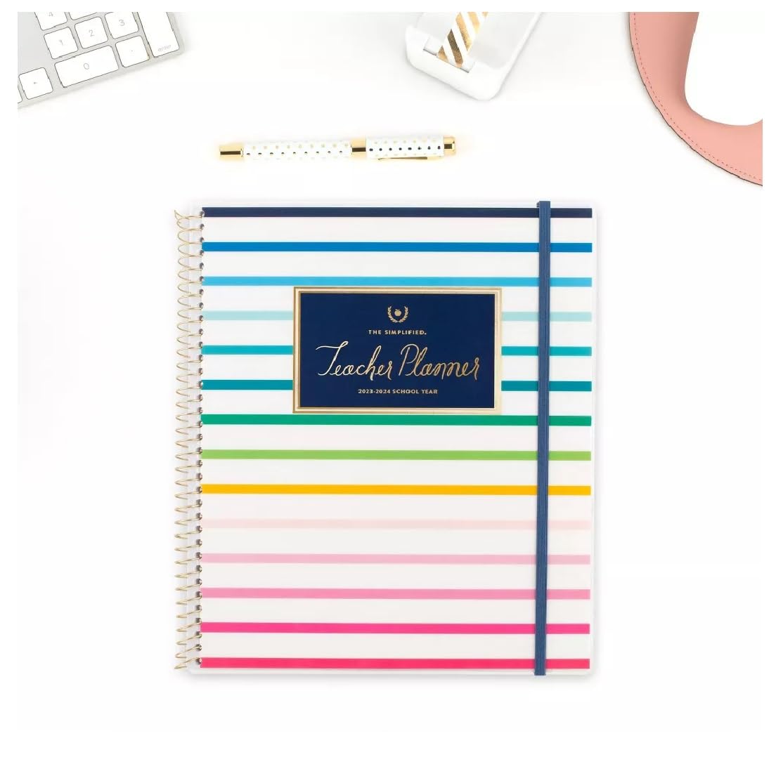 At-A-Glance Emily Ley 2023-24 Teacher Planner 11"x8.375" Weekly/Monthly Happy Stripe