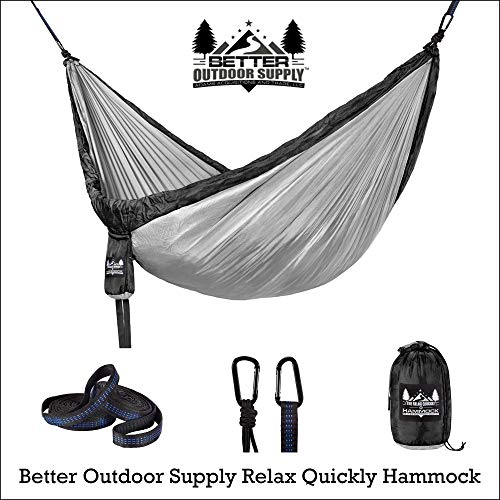 Better Outdoor Supply Camping Hammock - Portable Hammock Single or Double Camping Accessories w/Tree Straps Indoor or Outdoor use/Space Saver Design - Small Family Business