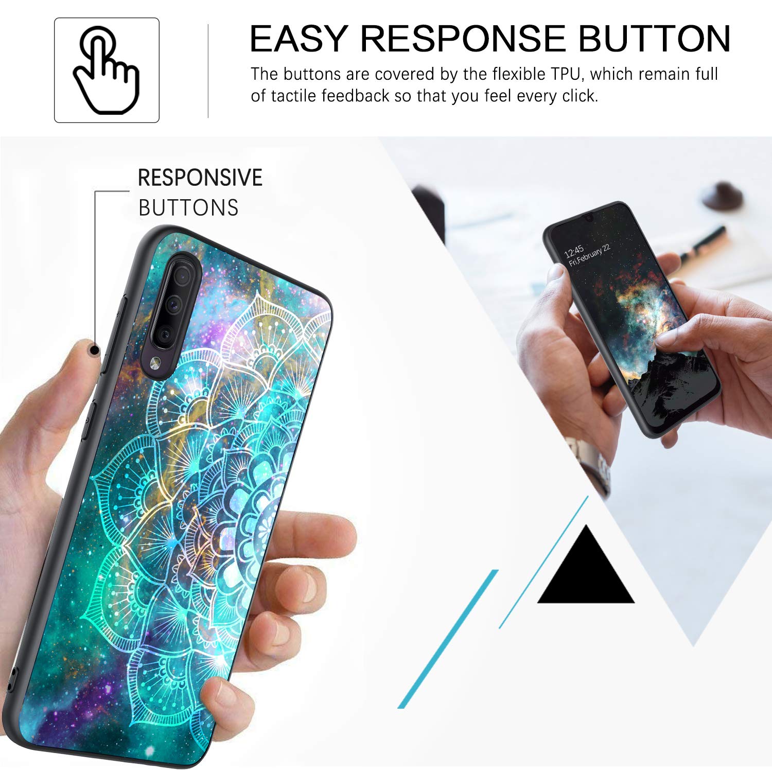 BENTOBEN Case for Samsung Galaxy A50 / A50s / A30s Case (2019), Slim Fit Glow in The Dark Soft Flexible Bumper Protective Shockproof Anti Scratch Cases Cover for Samsung Galaxy A50, Mandala in Galaxy