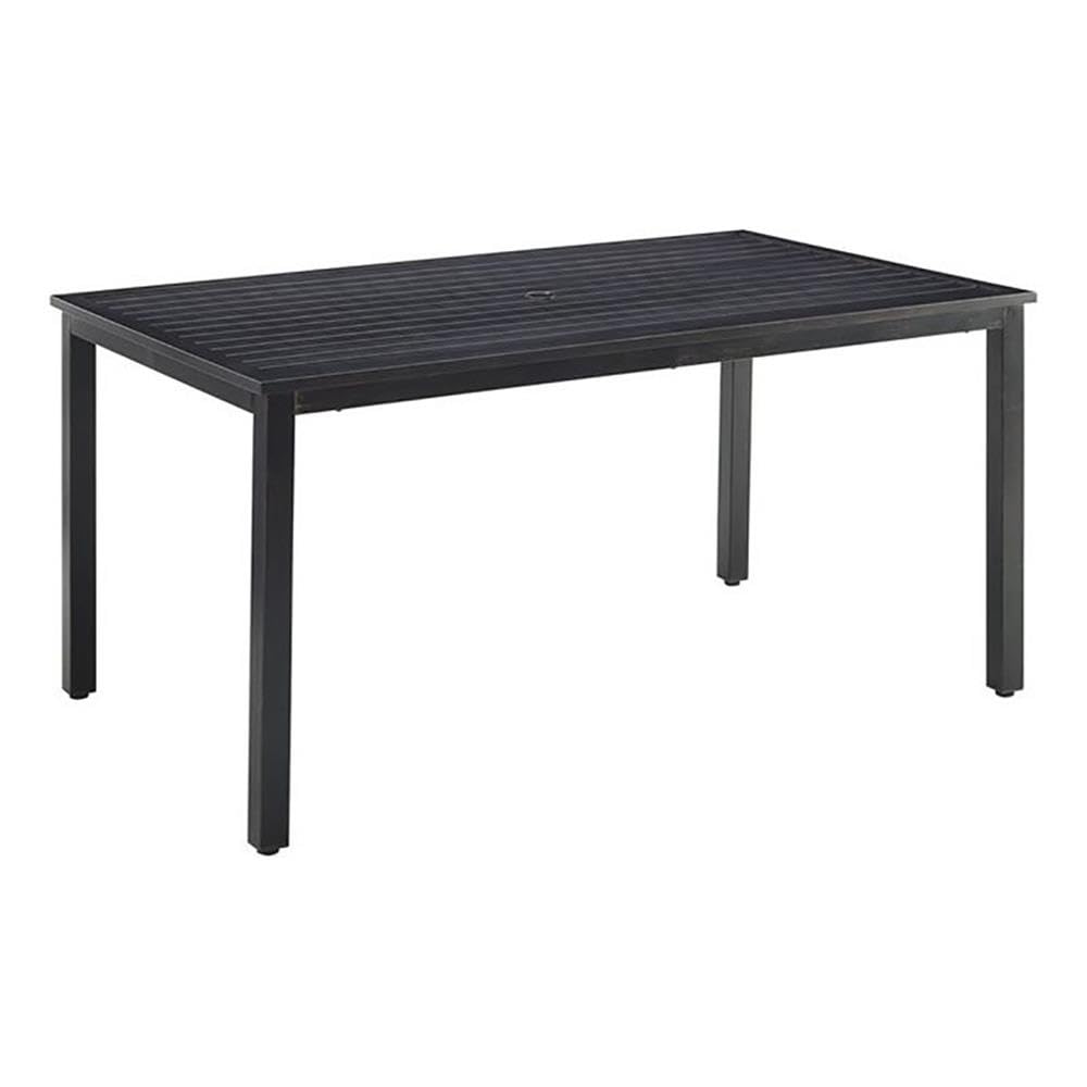 Crosley Furniture Kaplan 6-Person Rectangular Outdoor Dining Table with Umbrella Hole for Outside Patio, Oil-Rubbed Bronze