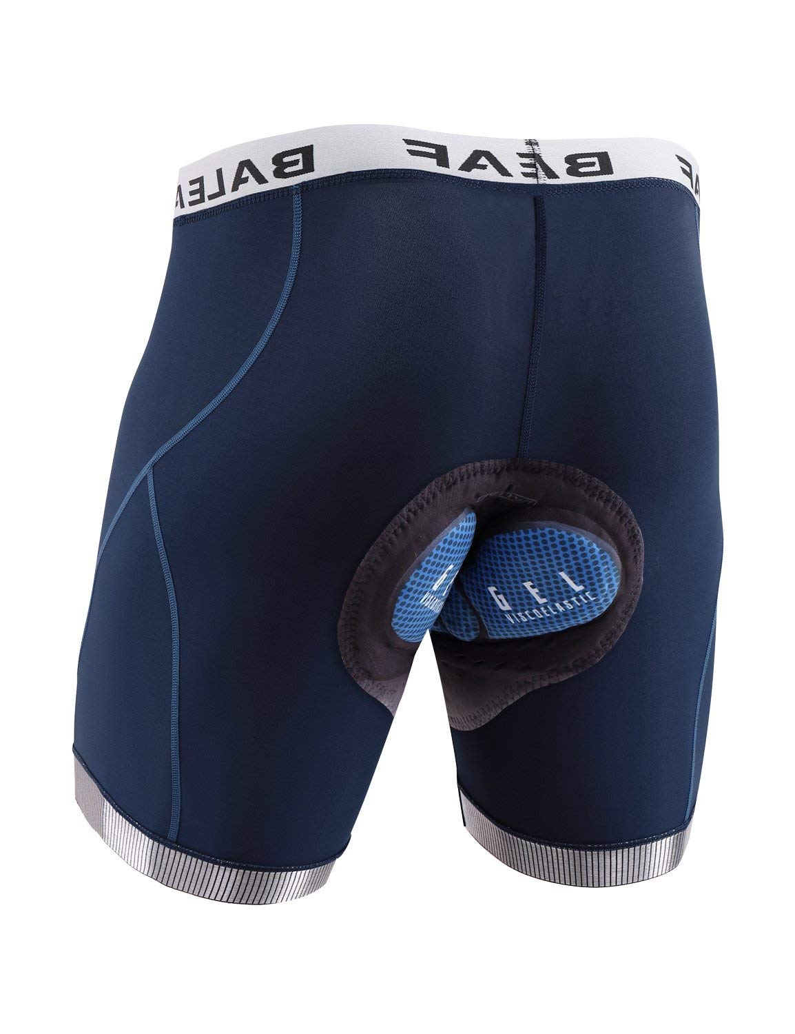 BALEAF Men's Bike Shorts with 4D Padding Cycling Underwear Padded Bicycle MTB Liner Mountain Biking Tights Road Riding Navy Blue L