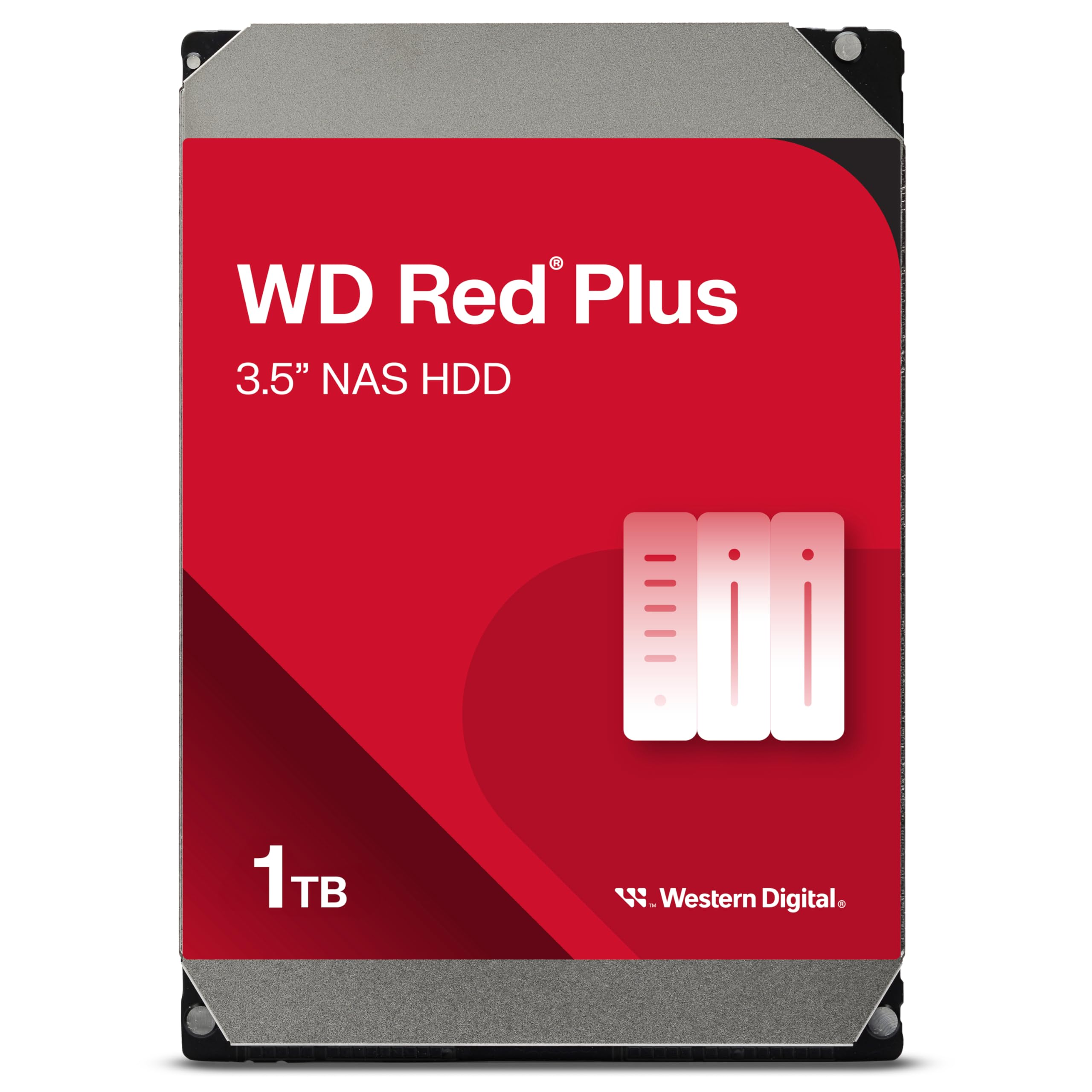 Western Digital 1TB WD Red Plus NAS Internal Hard Drive HDD - 5400 RPM, SATA 6 Gb/s, CMR, 64 MB Cache, 3.5" - WD10EFRX