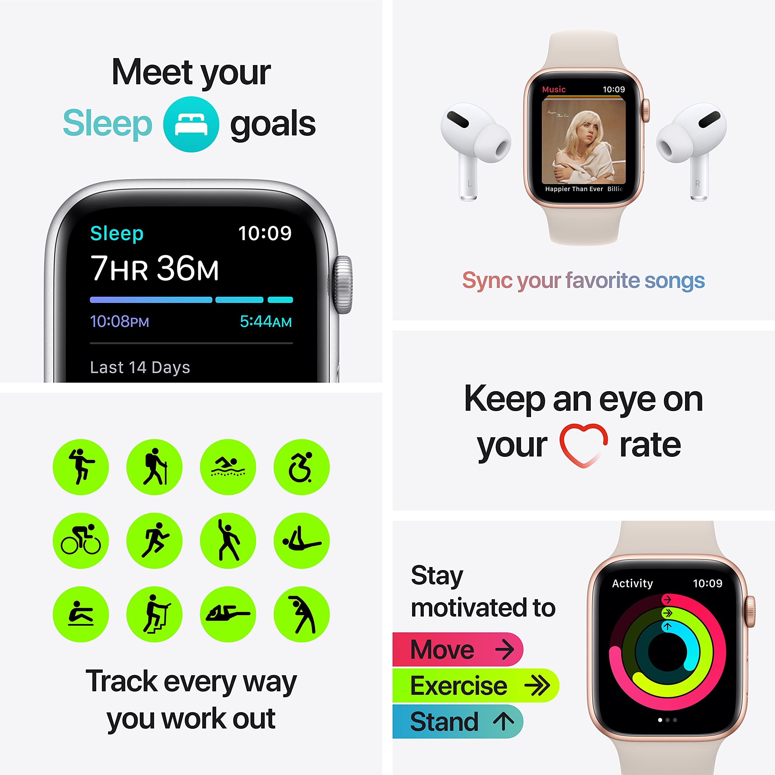 Apple Watch SE 44mm GPS Gold Aluminum Case - Starlight Sport Band