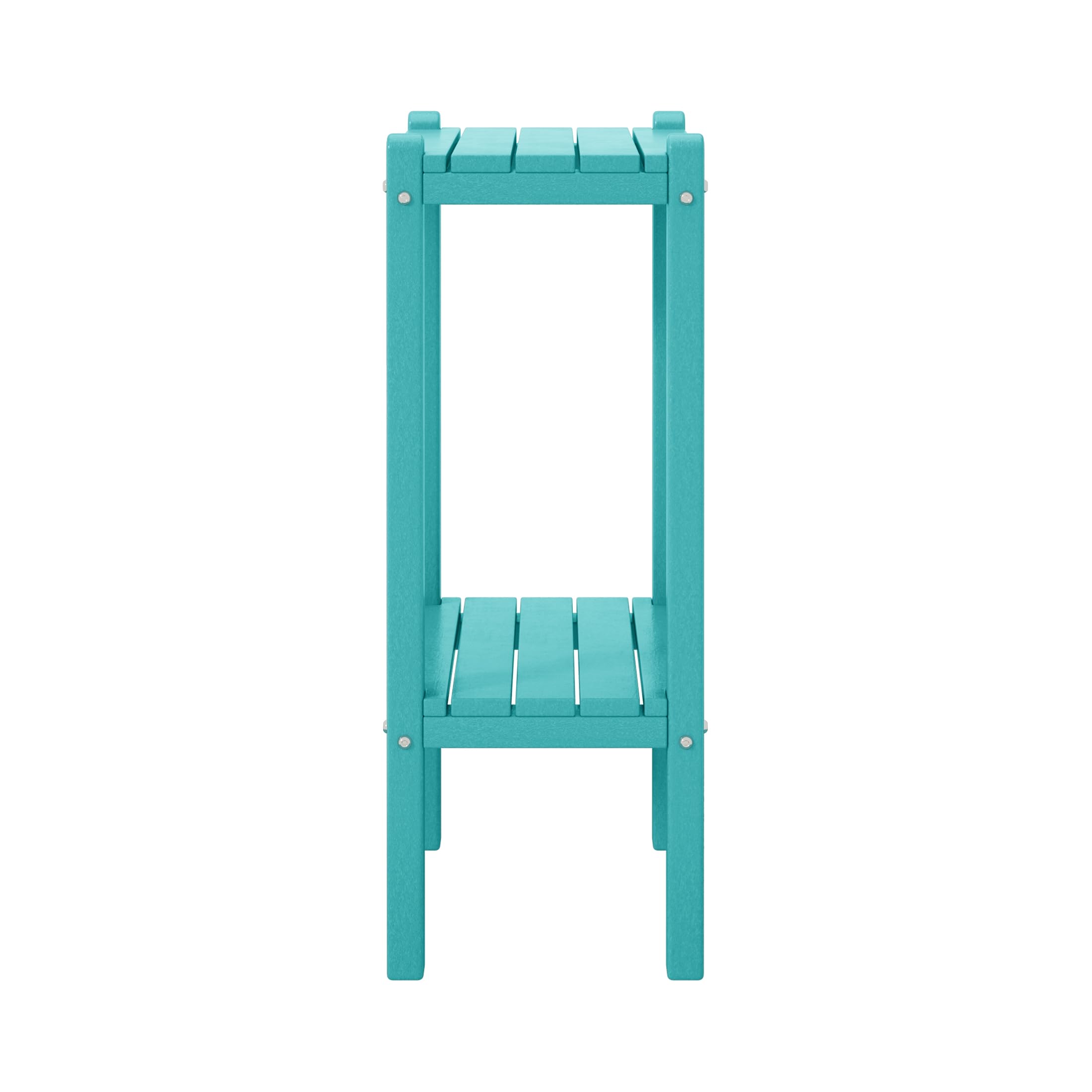 Costaelm Outdoor Side Table, 2-Tier Small Patio Coffee Tables for Outside, Outdoor End Tables for Patio, Adirondack Side Table for Outside, Outside Table for Pool, Porch, Garden, Turquoise