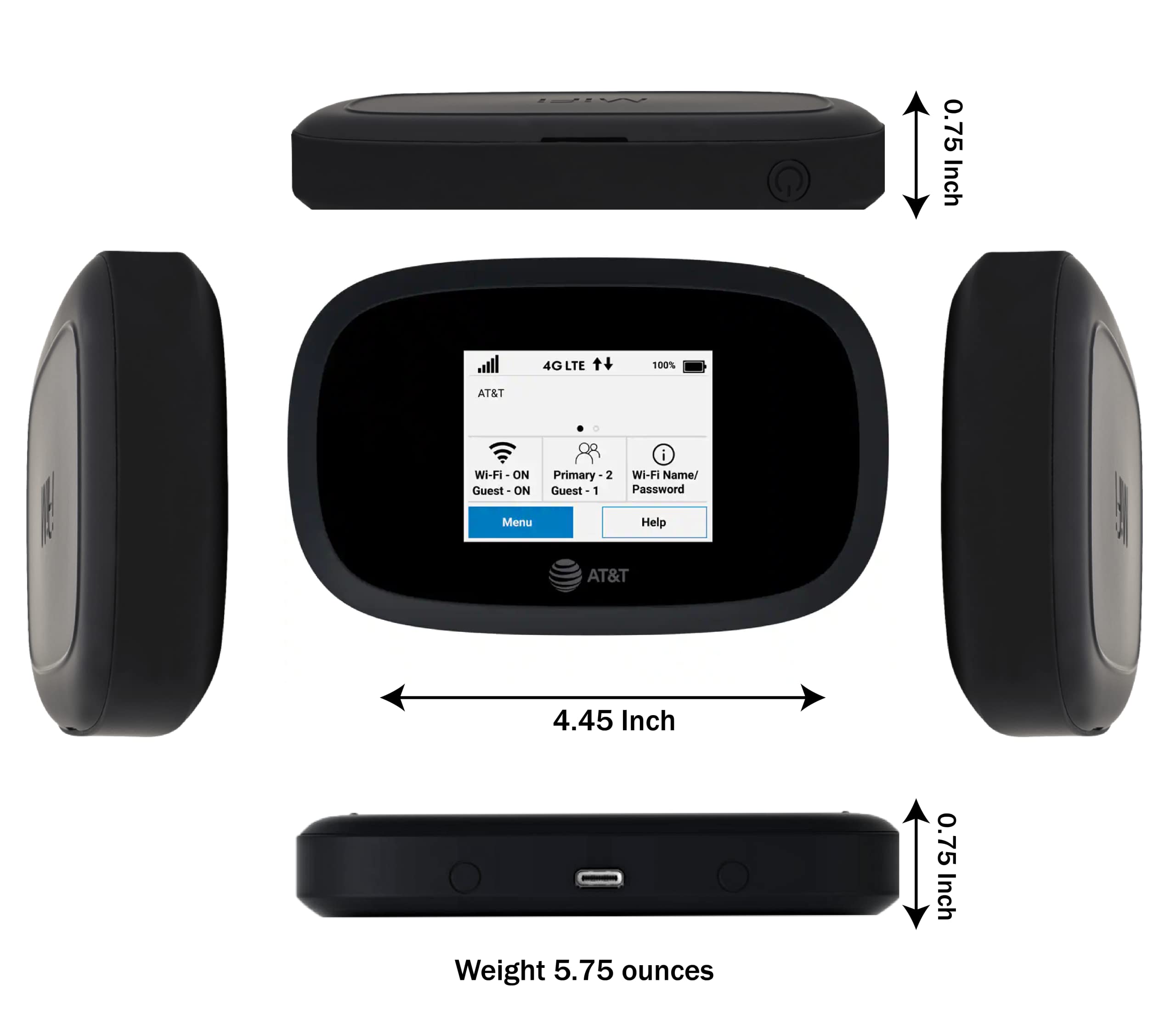 AT&T Wireless Hotspot WiFi Device 4G LTE MiFi 8000 | Global 4G Cat18 LTE | Up to 1 Gbps | EVDO-LINK Bundle for Mobile Hotspot Device | with SIM Card and Extra Battery